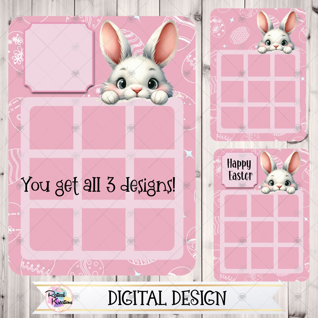 Peeping Bunny Tic Tac Toe- Easter - PINK - Sublimation Design Download ...
