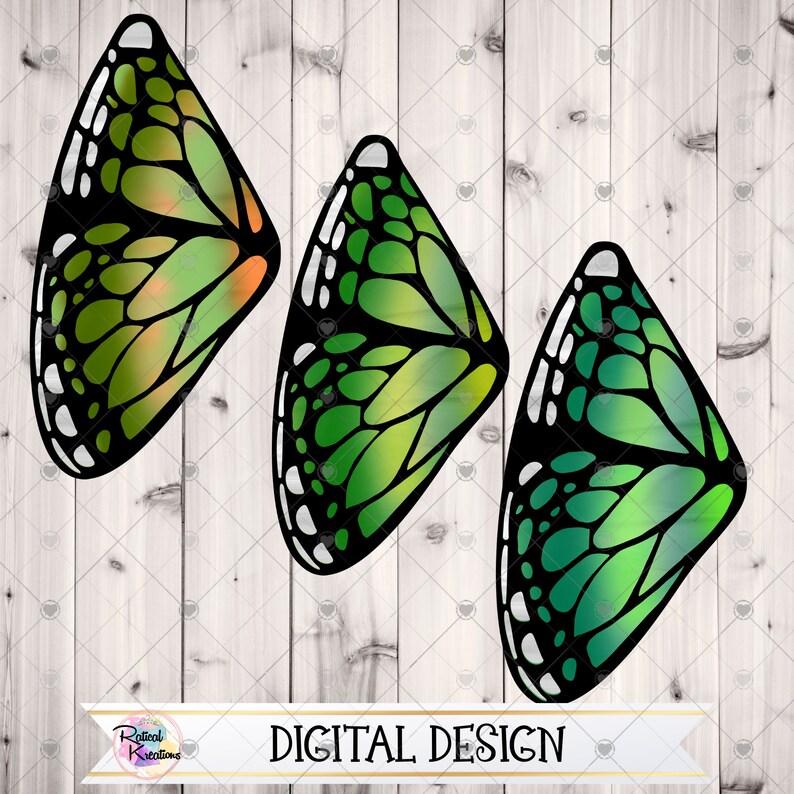 MDF - Butterfly Wing- Greens, Sublimation Design Download, Digital ...