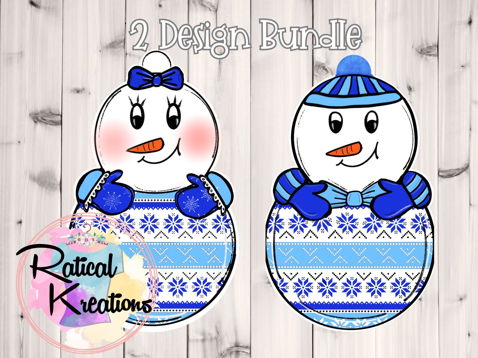 Snowman and Snow Girl Bundle- Sublimation Design Download, Digital ...
