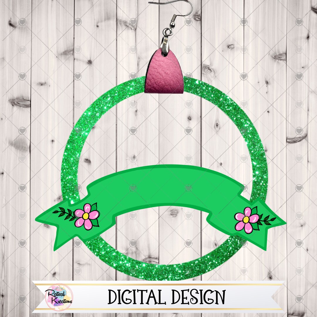 Ribbon Hoop Faux Leather Earrings - Sublimation Digital Design Download ...