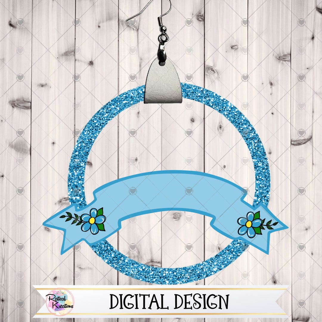 Ribbon Hoop Faux Leather Earrings - Sublimation Digital Design Download ...