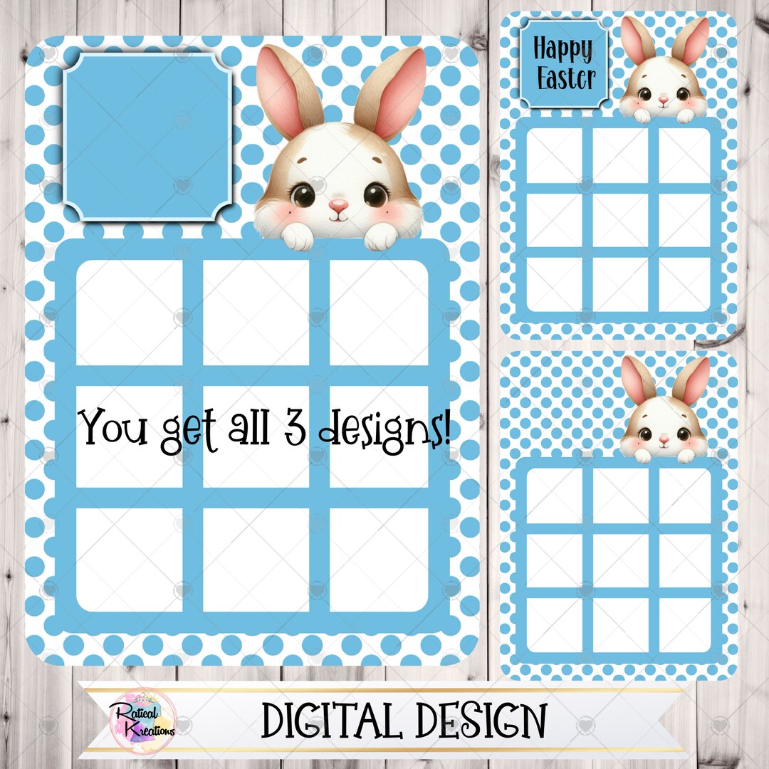 Peeping Bunny Tic Tac Toe- Easter - BLUE DOT- Sublimation Design ...