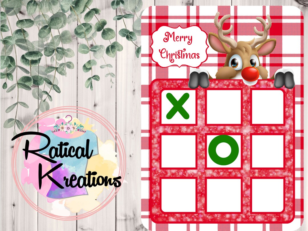 Peeping Reindeer Tic Tac Toe- Sublimation Design Download, Digital ...