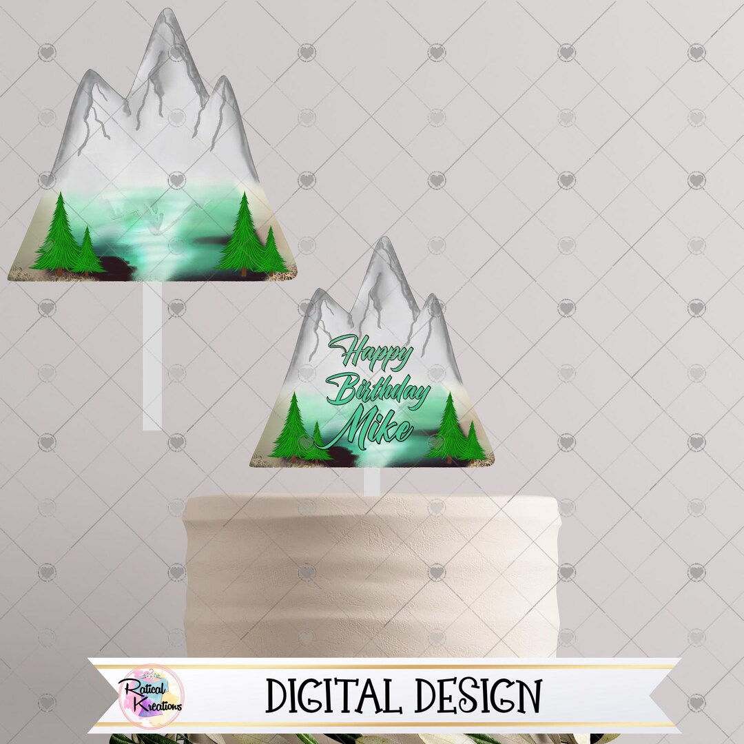 Mountain Design for Acrylic Cake Topper- Sublimation Design Download ...