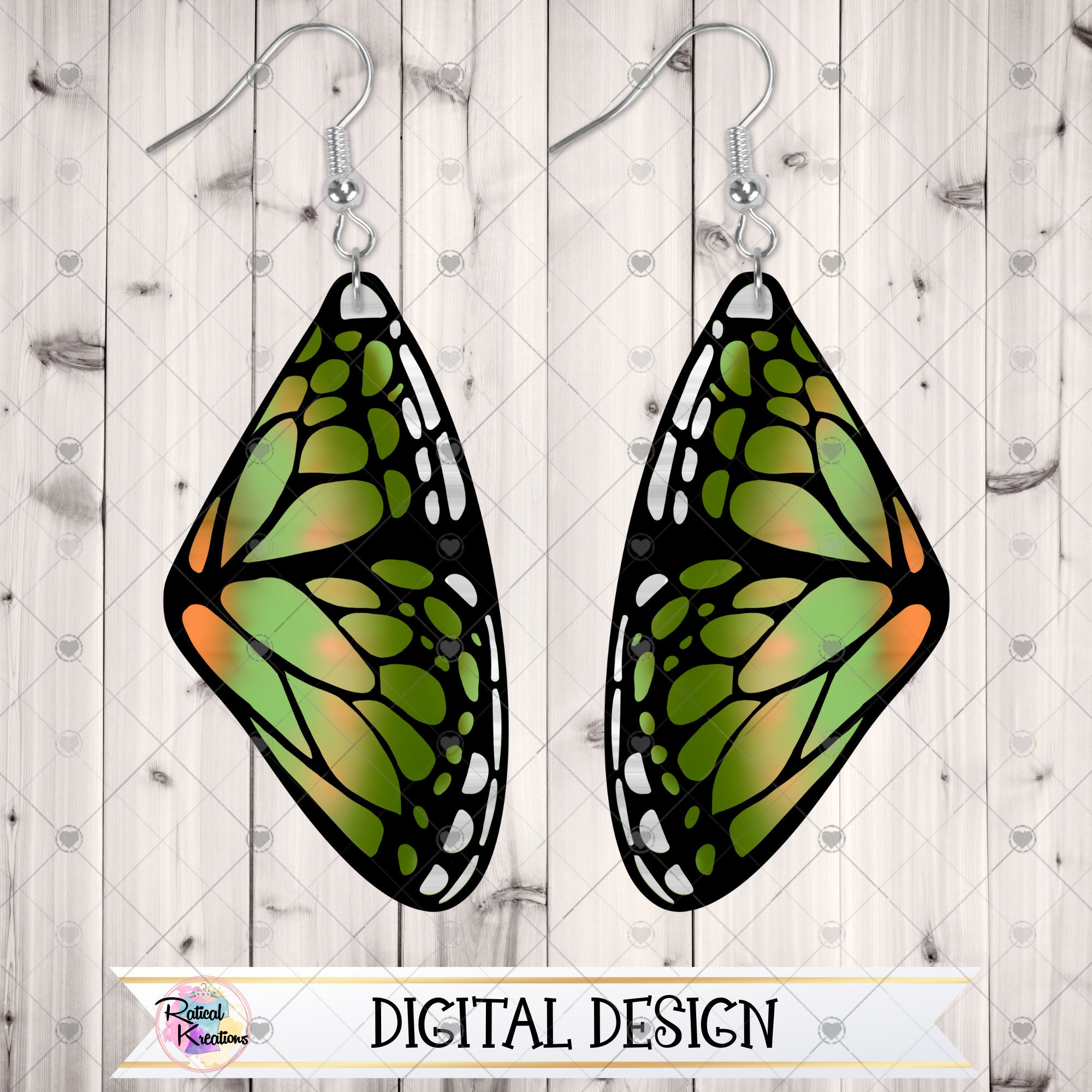MDF - Butterfly Wing- Greens, Sublimation Design Download, Digital ...