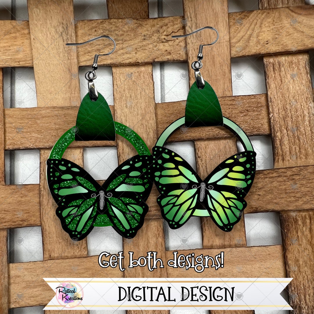MDF - Butterfly Faux Leather Earrings- Sublimation Design Digital ...