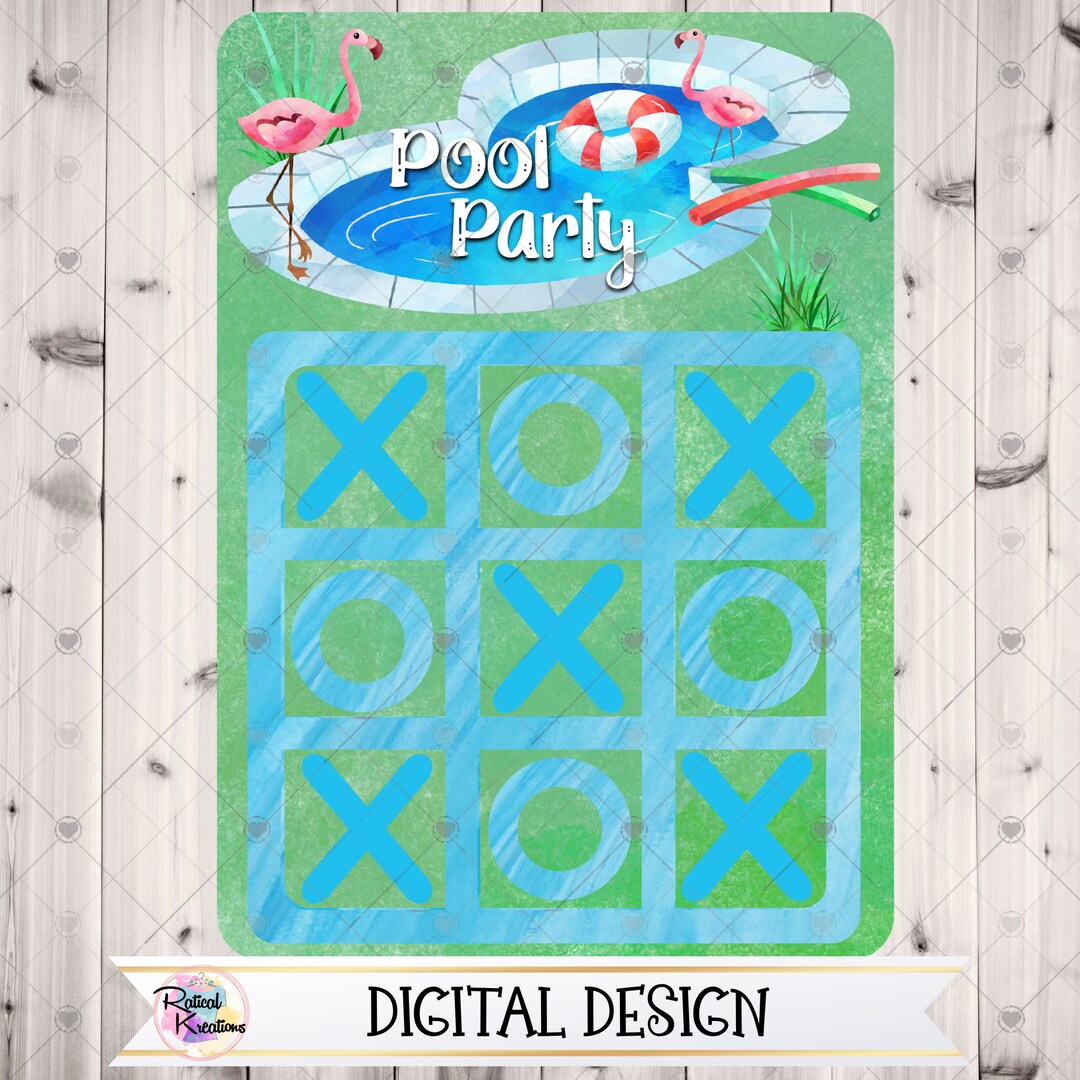 Pool Party Mdf-tic Tac Toe - Sublimation Design Download, Digital ...