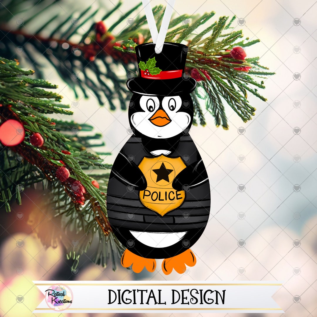 Penguin, Police, Sublimation Digital Design, Ornament, Earrings ...
