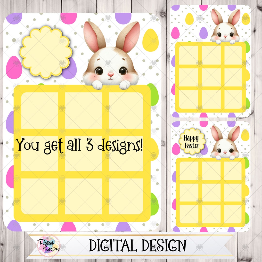 Peeping Bunny Tic Tac Toe- Easter - YELLOW- Sublimation Design Download ...
