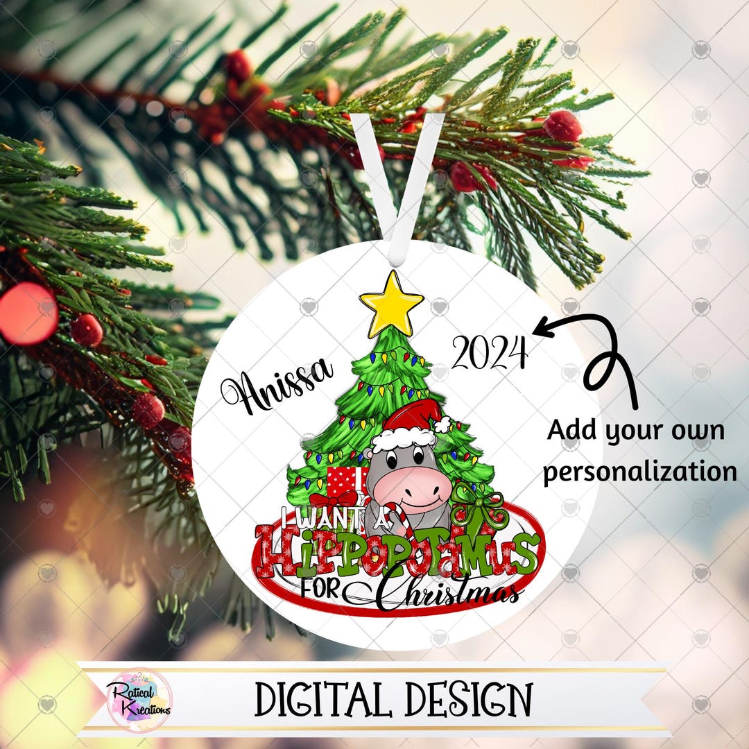 Round Hippopotamus Design- Digital Design Download, Ornament, Earrings ...