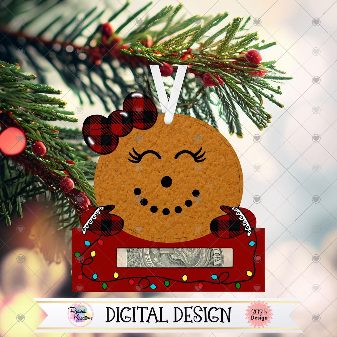 MSS Gingerbread Girl Money Holder- Buffalo Plaid-sublimation Digital ...