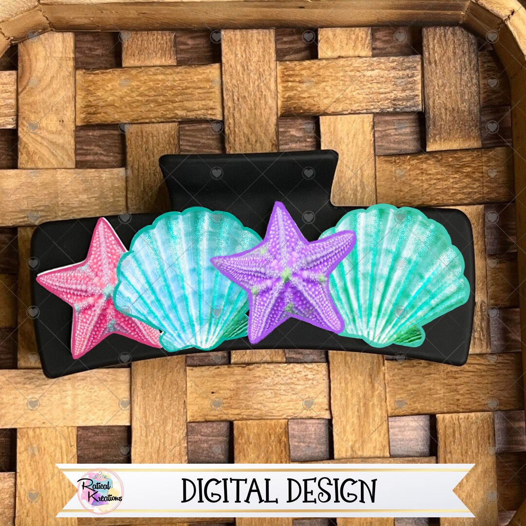 MDF- Seashell Hair Clip- Sublimation Digital Design Download - Etsy