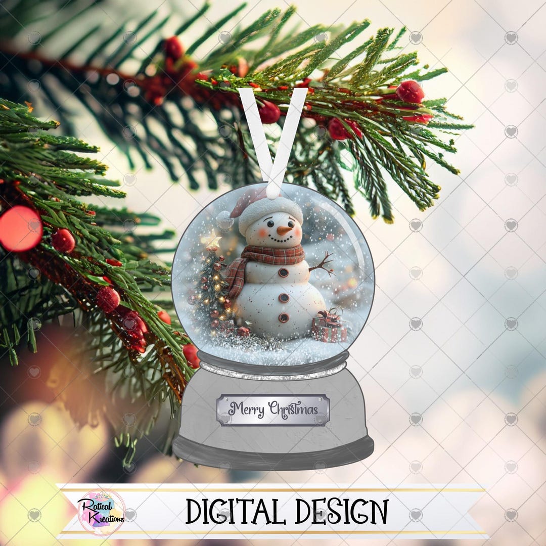 Round Snow Globe, Digital Design Download, Snowman, Earrings, Ornament ...