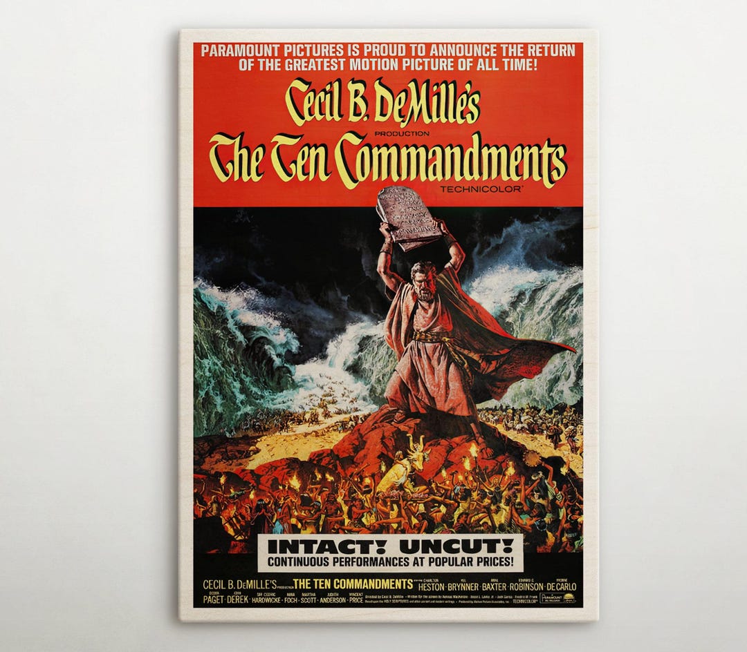The Ten Commandments Wooden Poster, Retro Movie Decor Art of This ...