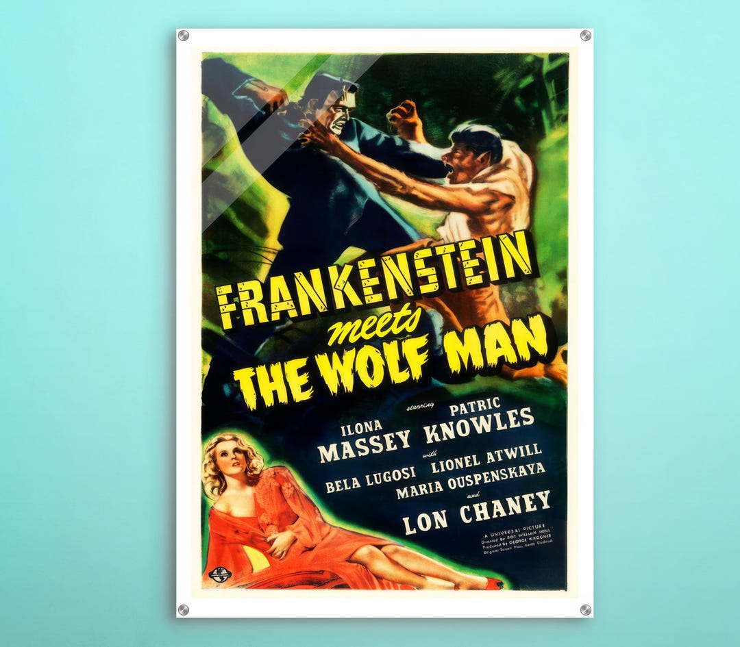 Frankenstein Meets the Wolf Man American Acrylic Poster, High-quality ...