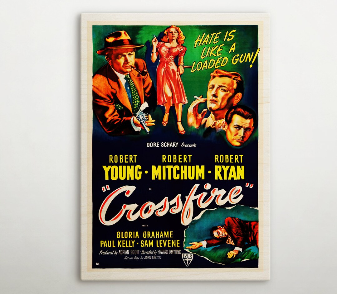 Crossfire American Wooden Poster, Iconic Movie Vintage-inspired Poster ...
