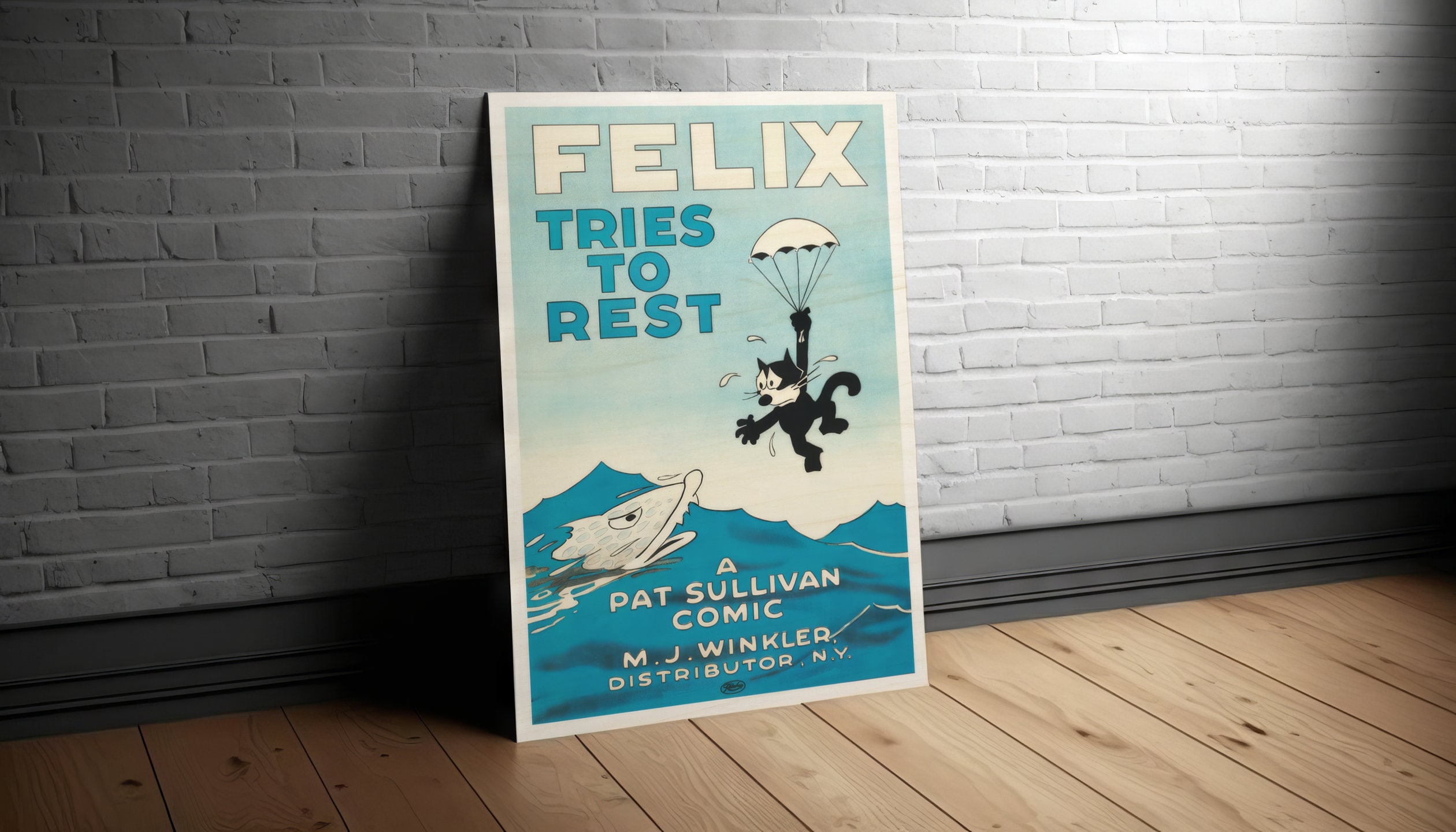 Felix the Cat American Wooden Poster, Unique Wall Art of This Cinema ...