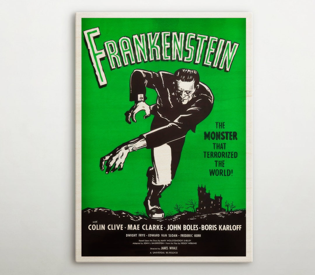 Frankenstein American Wooden Poster, Iconic Movie Vintage-inspired ...