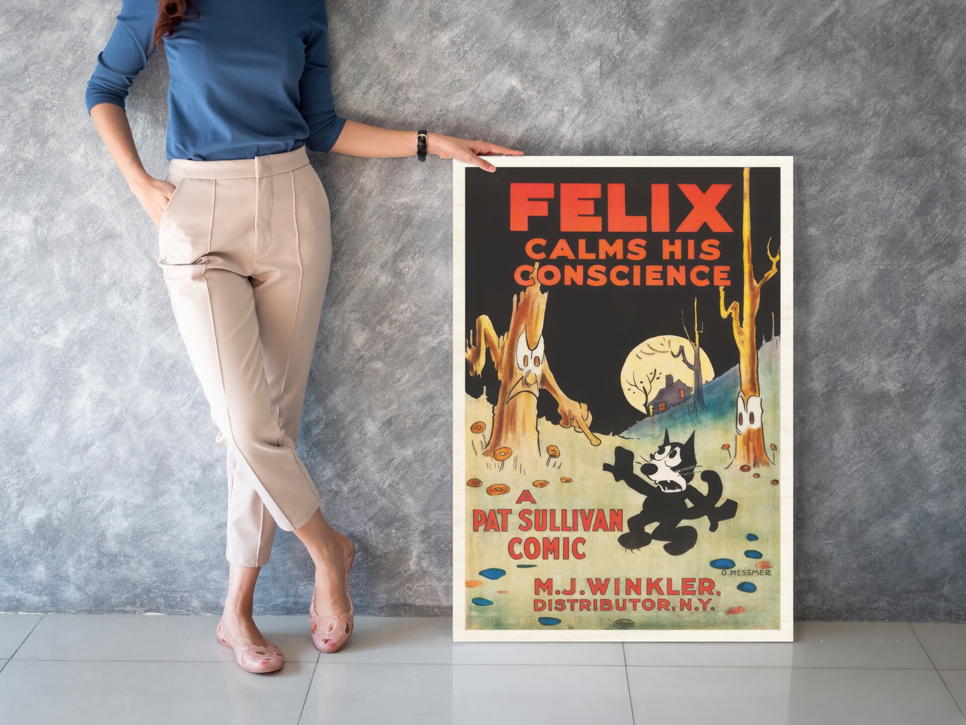 Felix the Cat American Wooden Poster, Magic Movie Wall Art of This ...