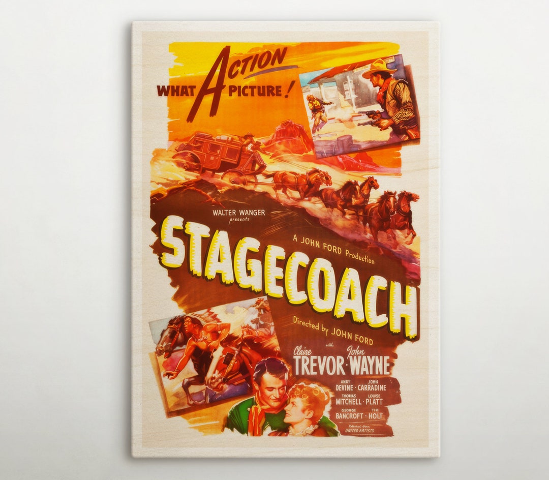 Stagecoach American Wooden Poster, Unique Movie Wall Art of This Cinema ...