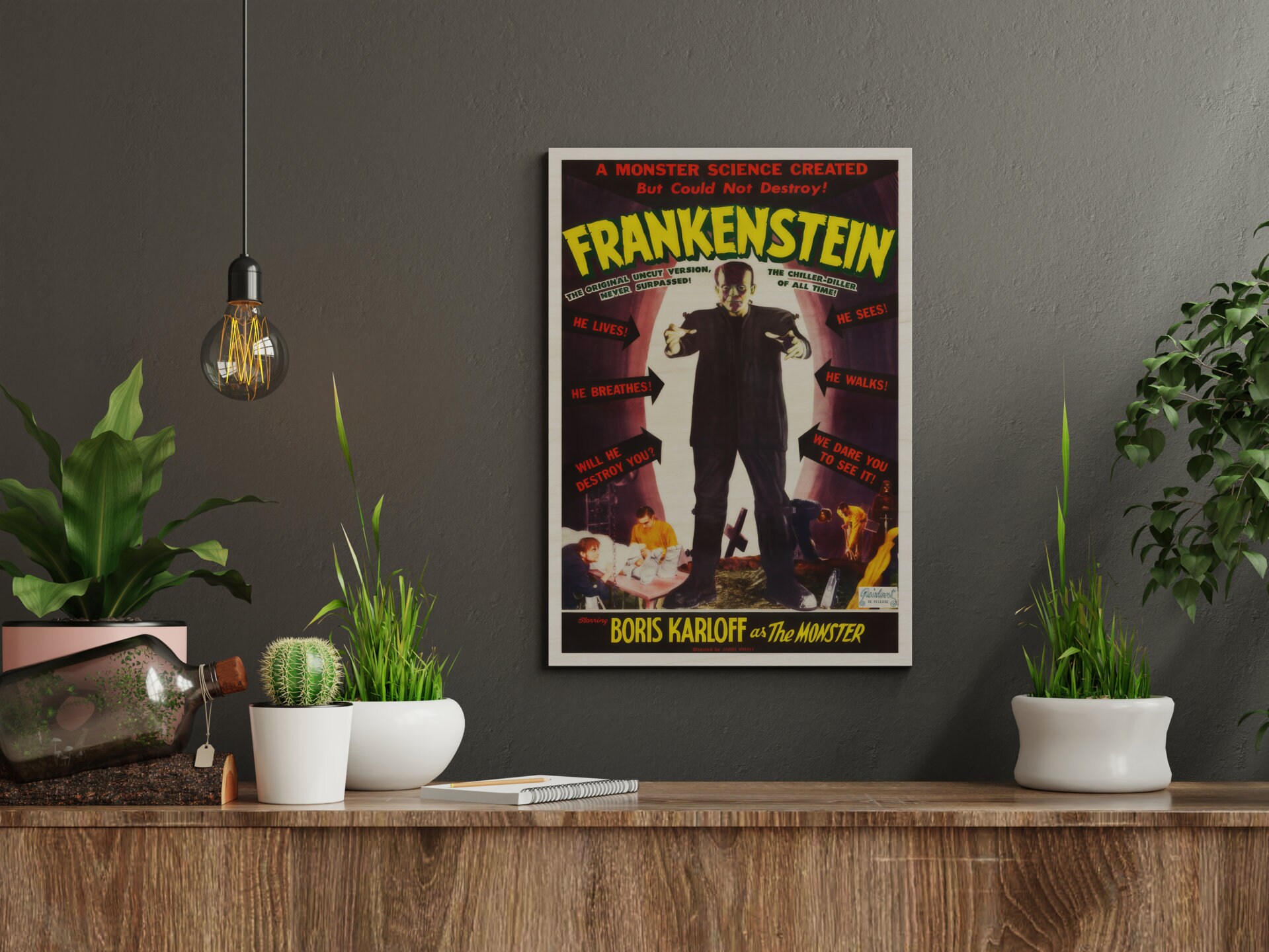 Frankenstein American Wooden Poster, Classic Movie Wall Art of This ...