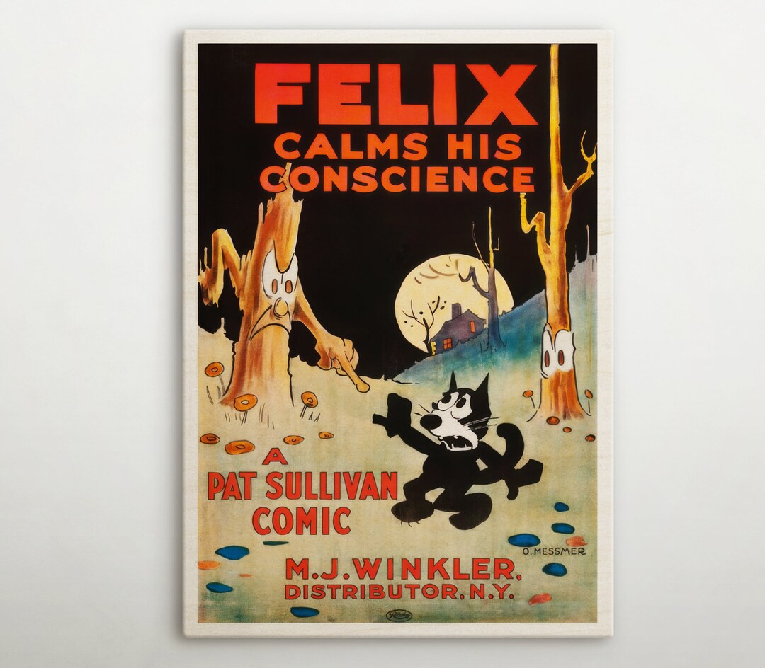 Felix the Cat American Wooden Poster, Magic Movie Wall Art of This ...