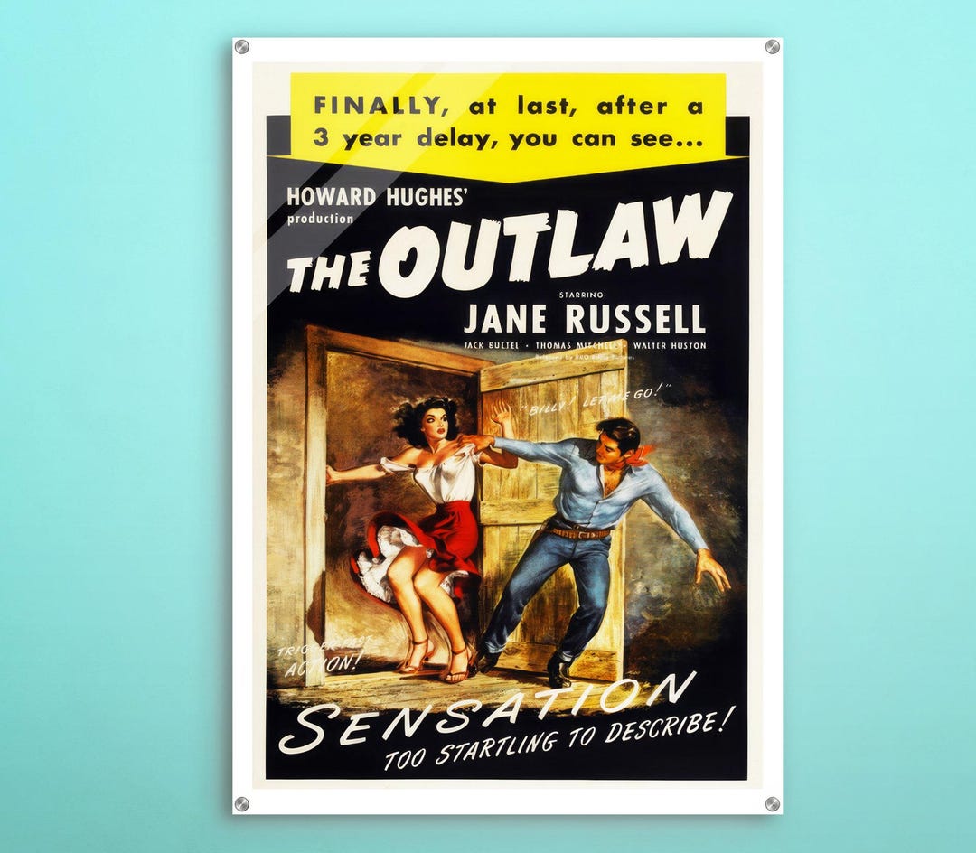 The Outlaw American Acrylic Decor, Amazing Movie Wall Art of This ...