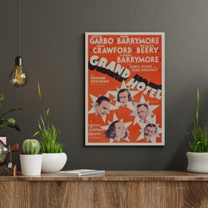 Grand Hotel American Wooden Poster, Rustic Movie Wall Art of This ...