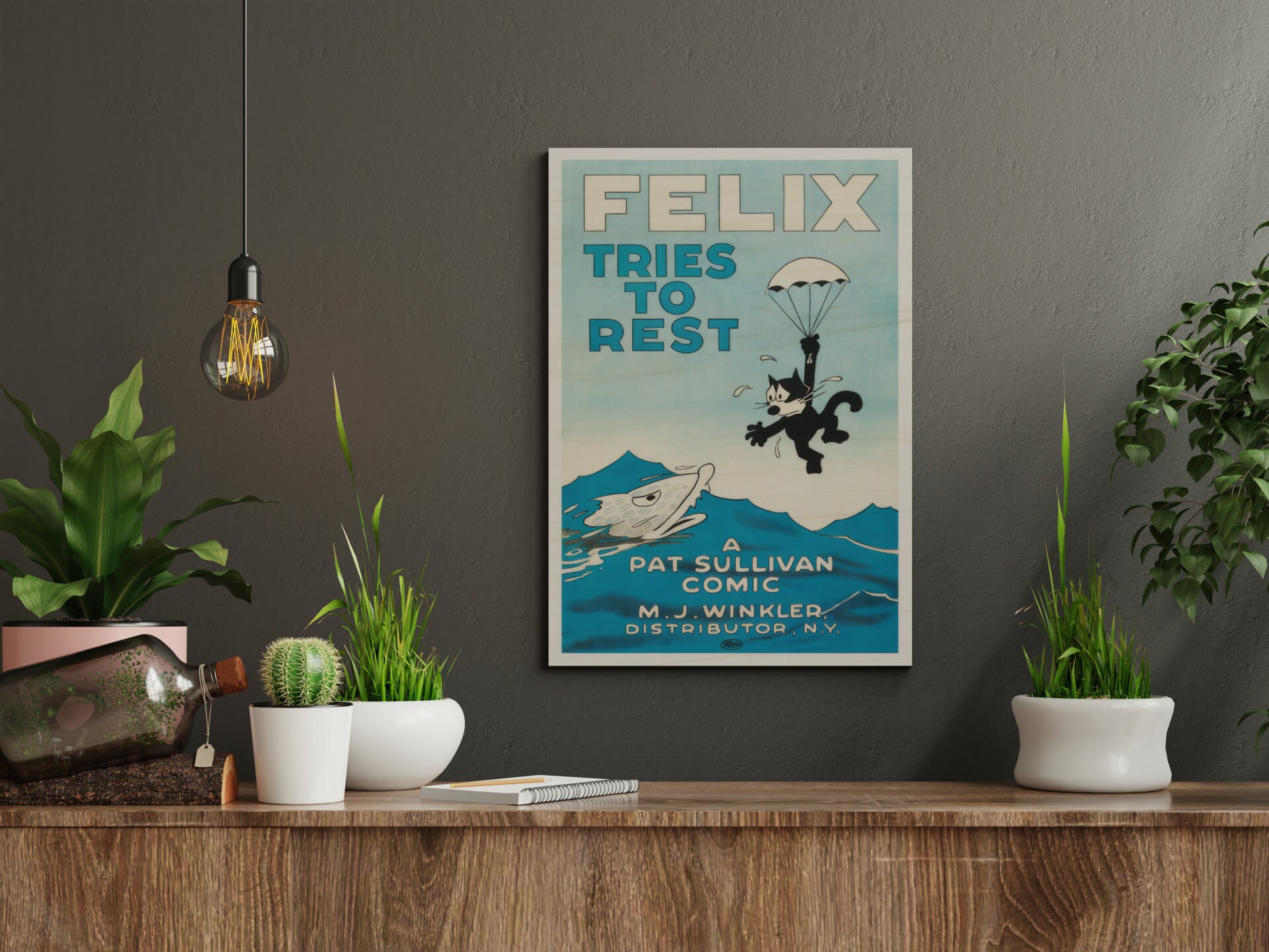 Felix the Cat American Wooden Poster, Unique Wall Art of This Cinema ...