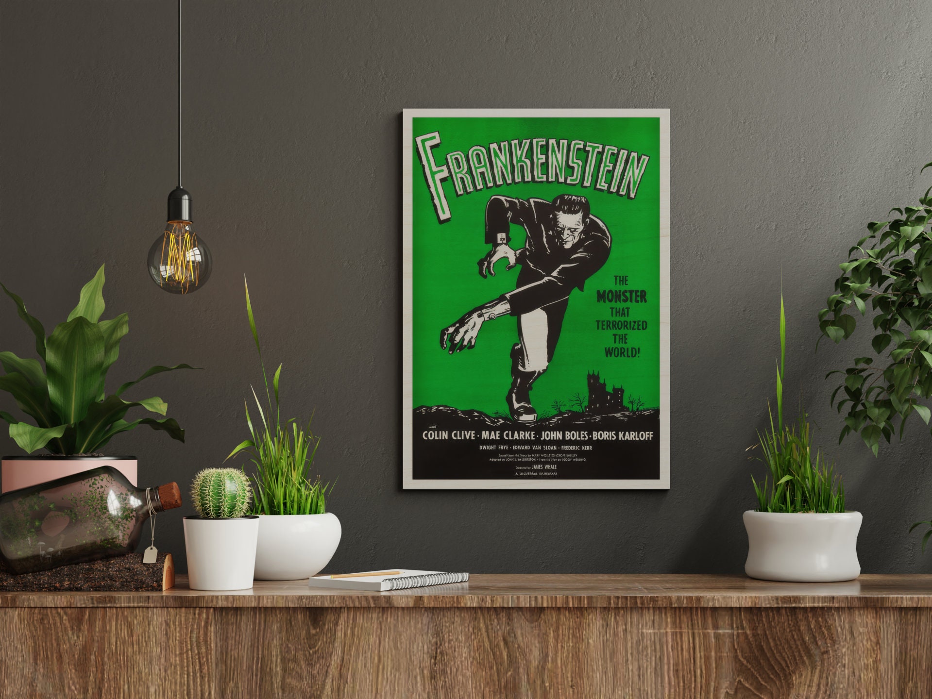 Frankenstein American Wooden Poster, Iconic Movie Vintage-inspired ...
