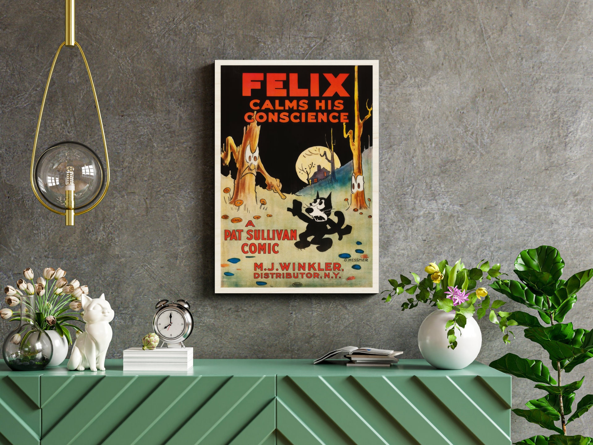 Felix the Cat American Wooden Poster, Magic Movie Wall Art of This ...