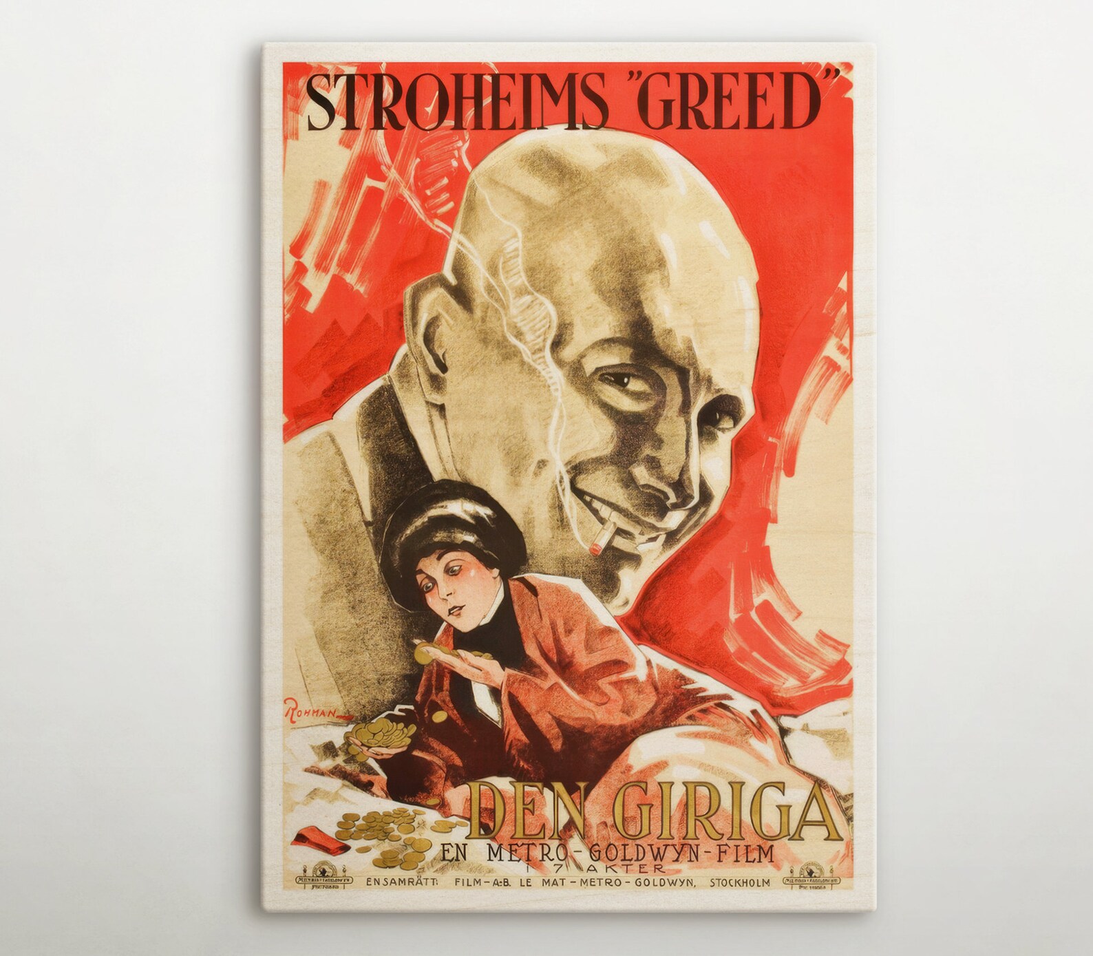 Greed Swedish Wooden Poster, Iconic Movie Vintage-inspired Poster ...