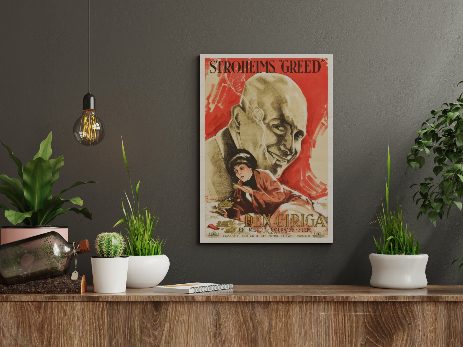 Greed Swedish Wooden Poster, Iconic Movie Vintage-inspired Poster ...