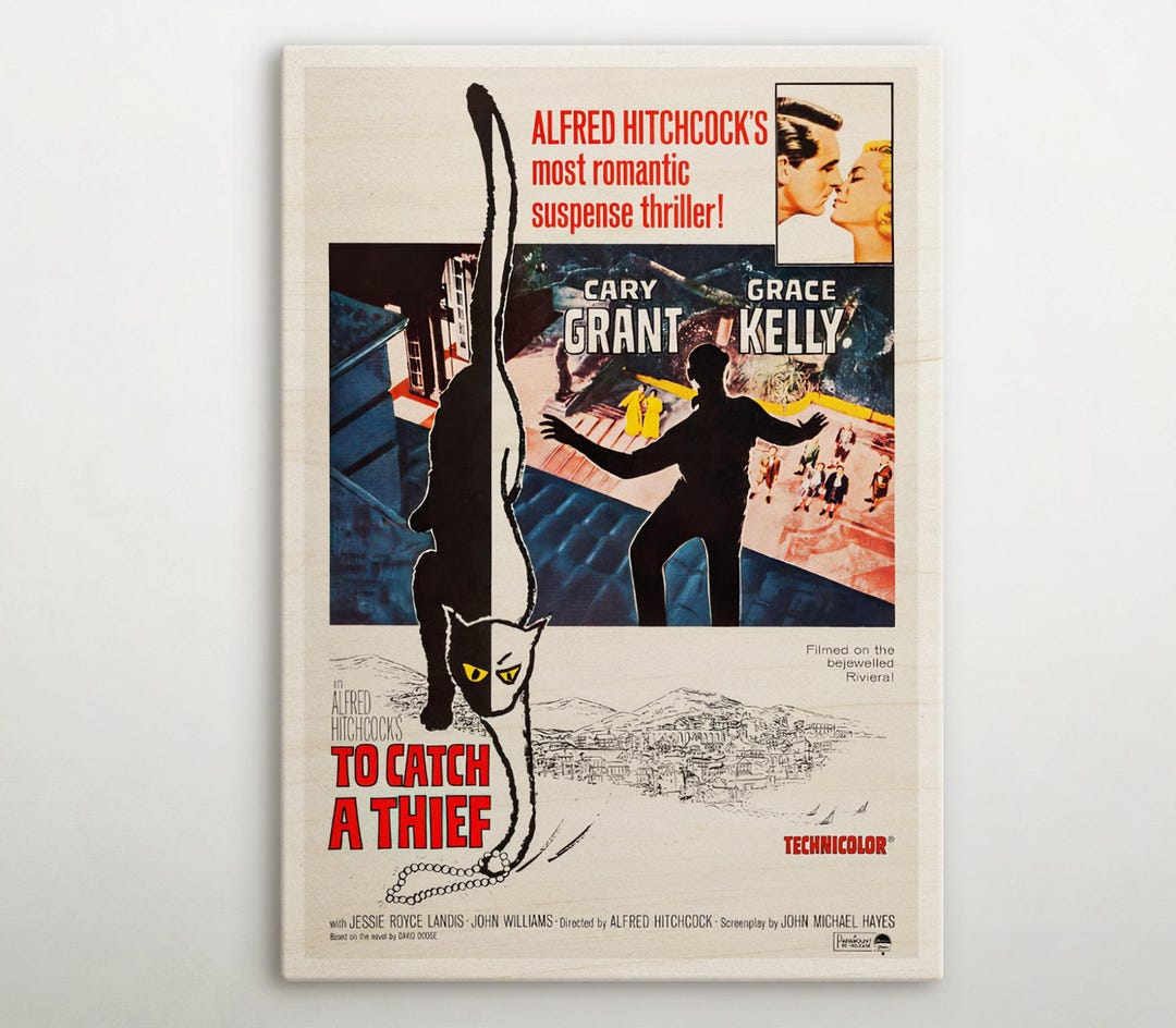 To Catch A Thief American Wooden Poster, Unique Wall Art of This Cinema ...