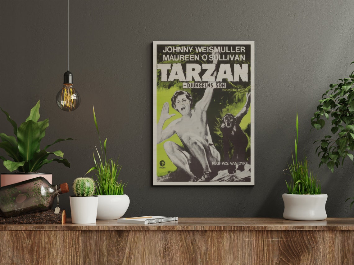 Tarzan the Ape Man Swedish Wooden Poster, Classic Wall Art of This ...