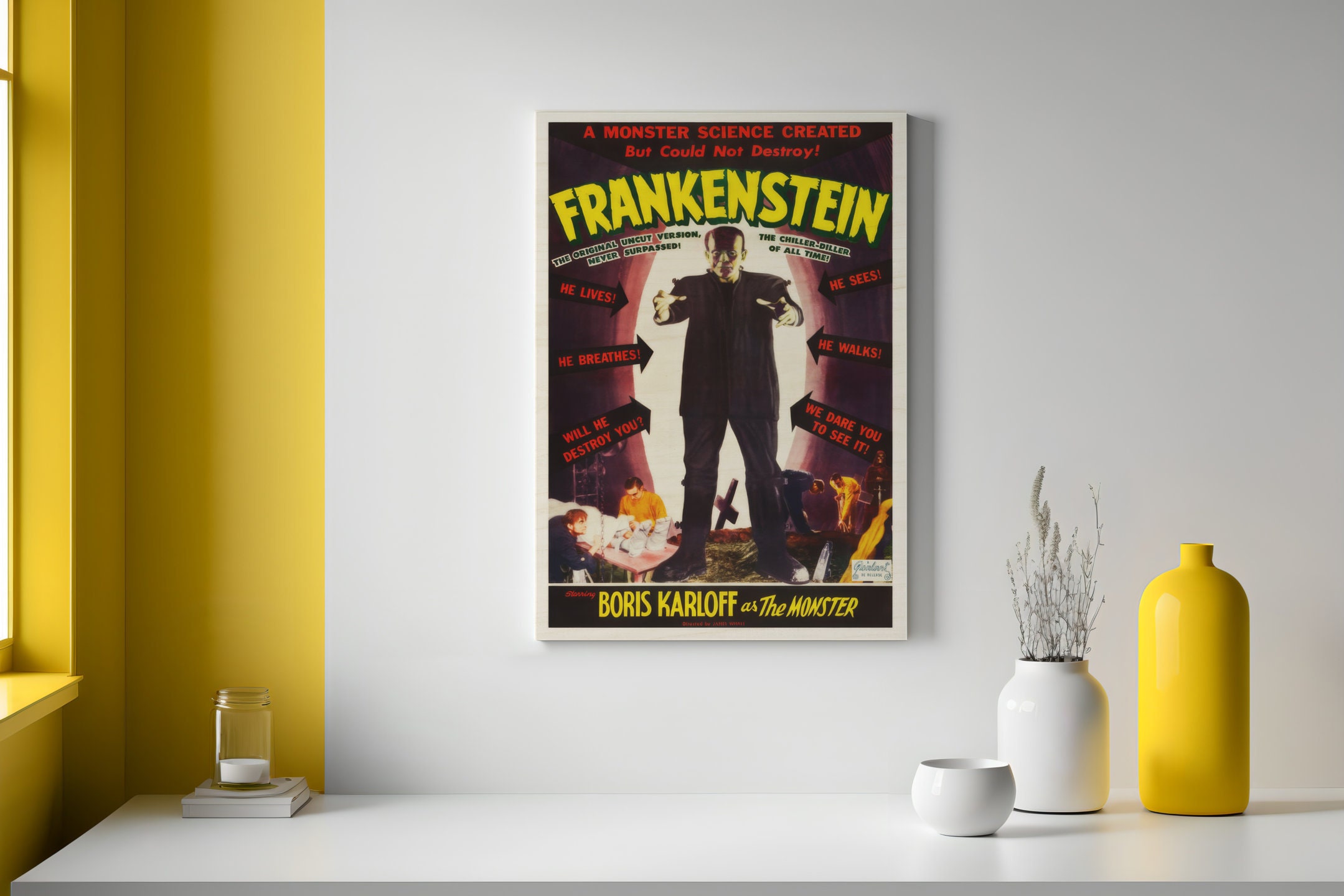 Frankenstein American Wooden Poster, Classic Movie Wall Art of This ...