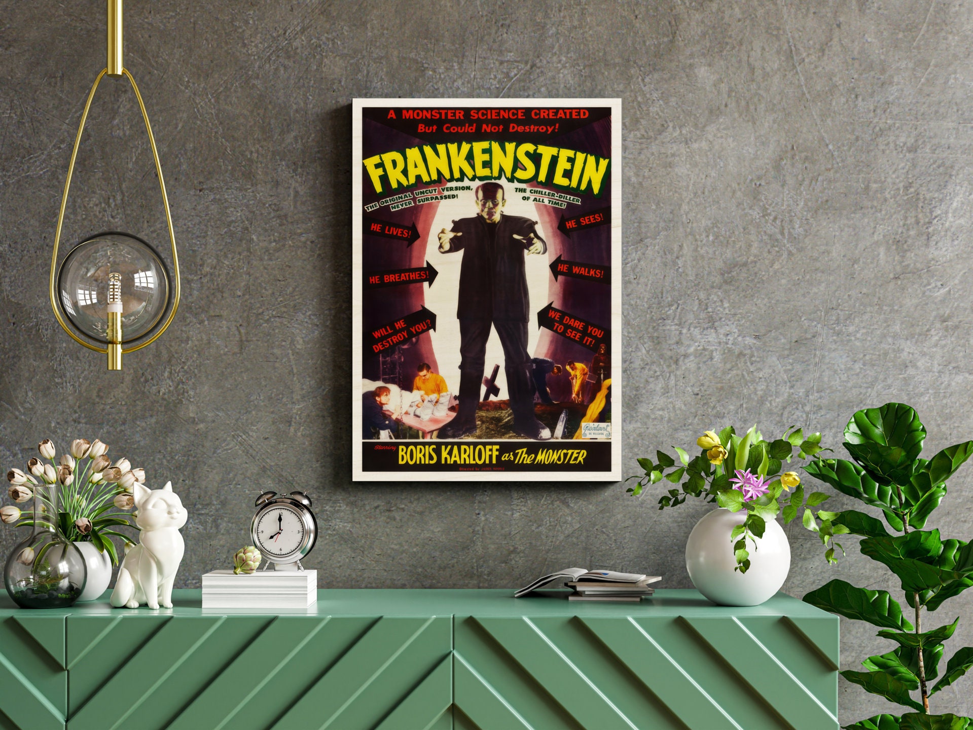Frankenstein American Wooden Poster, Classic Movie Wall Art of This ...