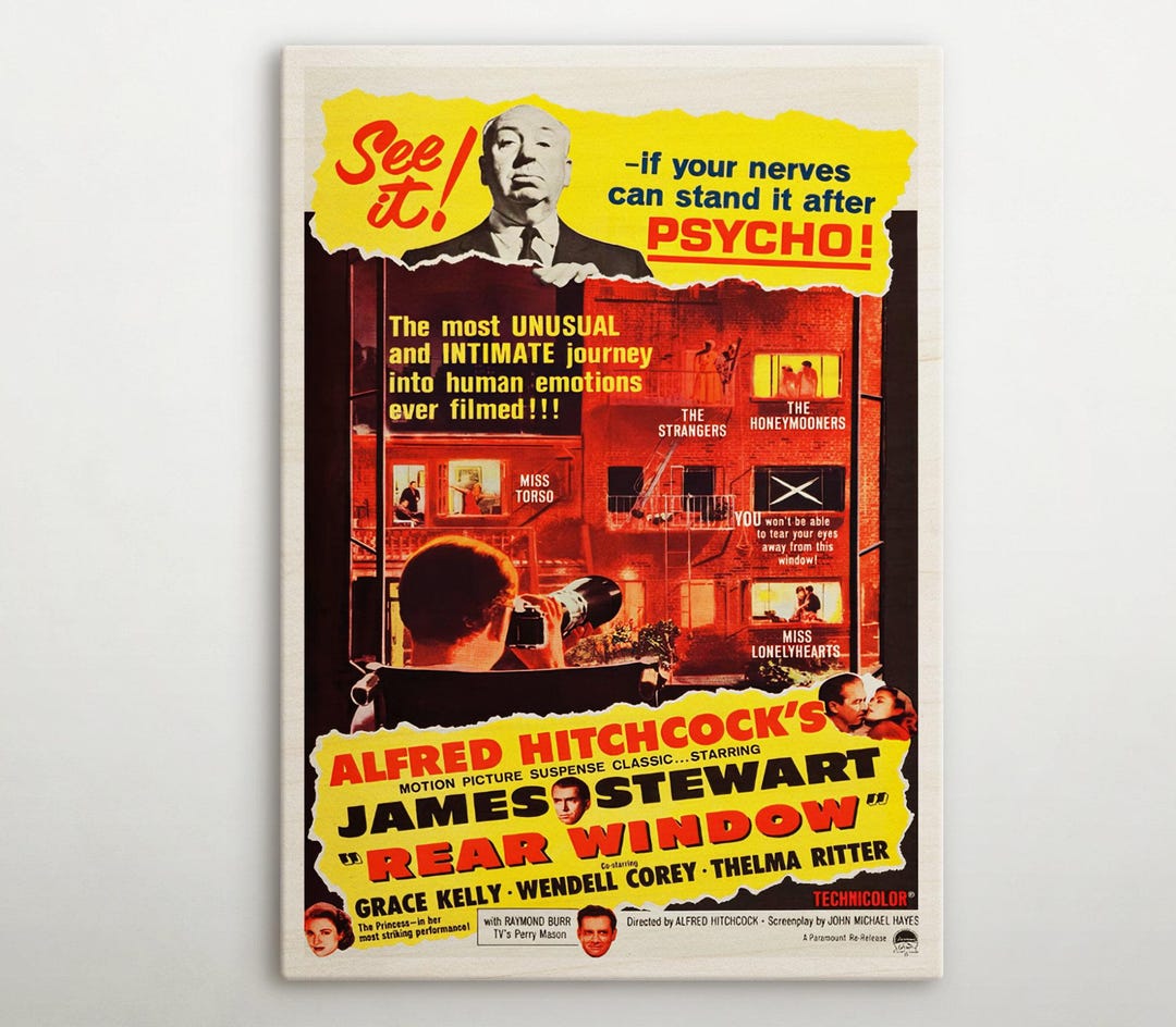 Rear Window American Wooden Poster, Rustic Movie Wall Art of This ...