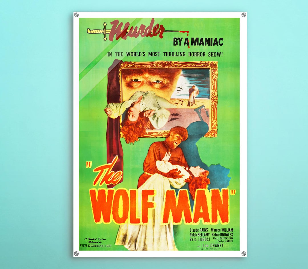 The Wolf Man American Acrylic Poster, Classic Movie Wall Art of This ...