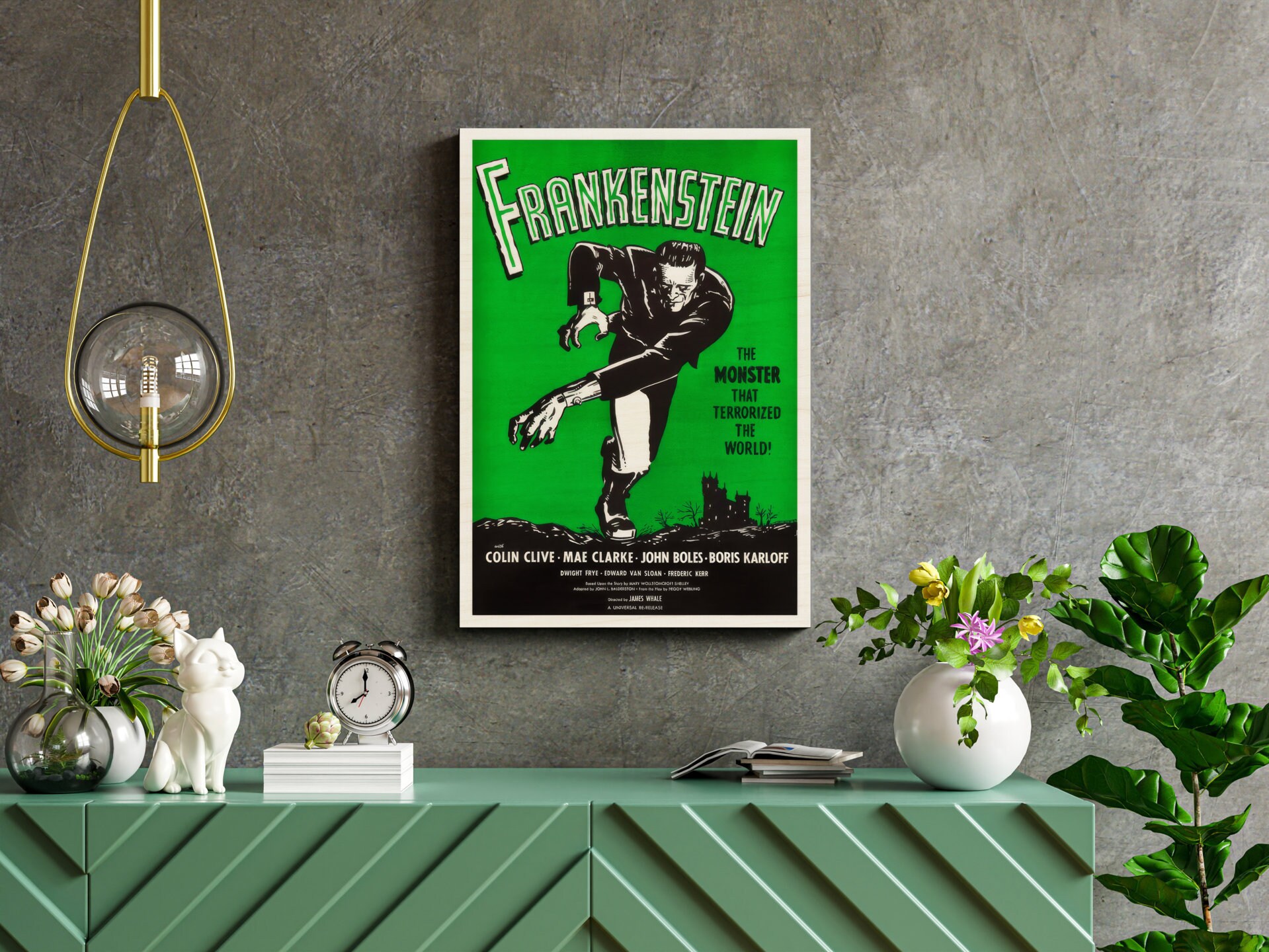 Frankenstein American Wooden Poster, Iconic Movie Vintage-inspired ...