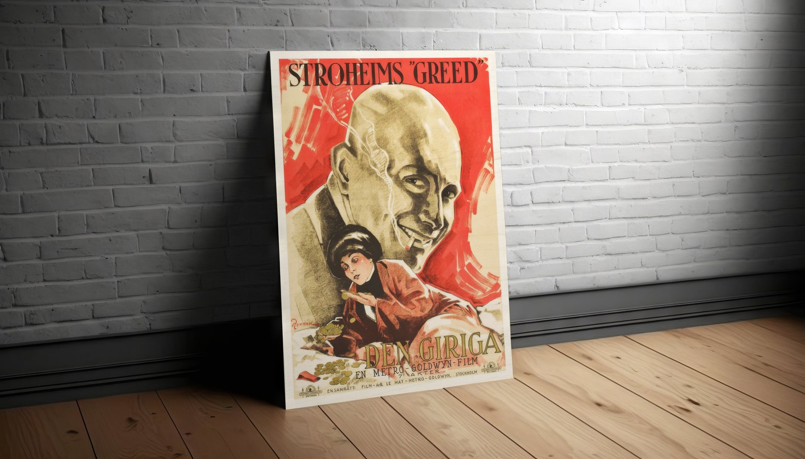 Greed Swedish Wooden Poster, Iconic Movie Vintage-inspired Poster ...