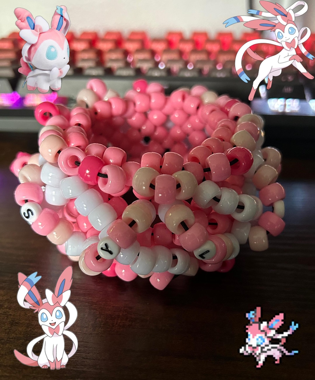 Sylveon 3D Kandi Cuff | Pokemon | Kandi Bracelet | Rave | Anime | - Etsy