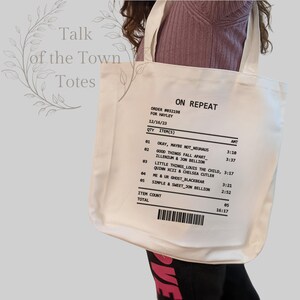 Music Receipt, Song Receipt Custom Large Cotton Tote Makes a Great ...