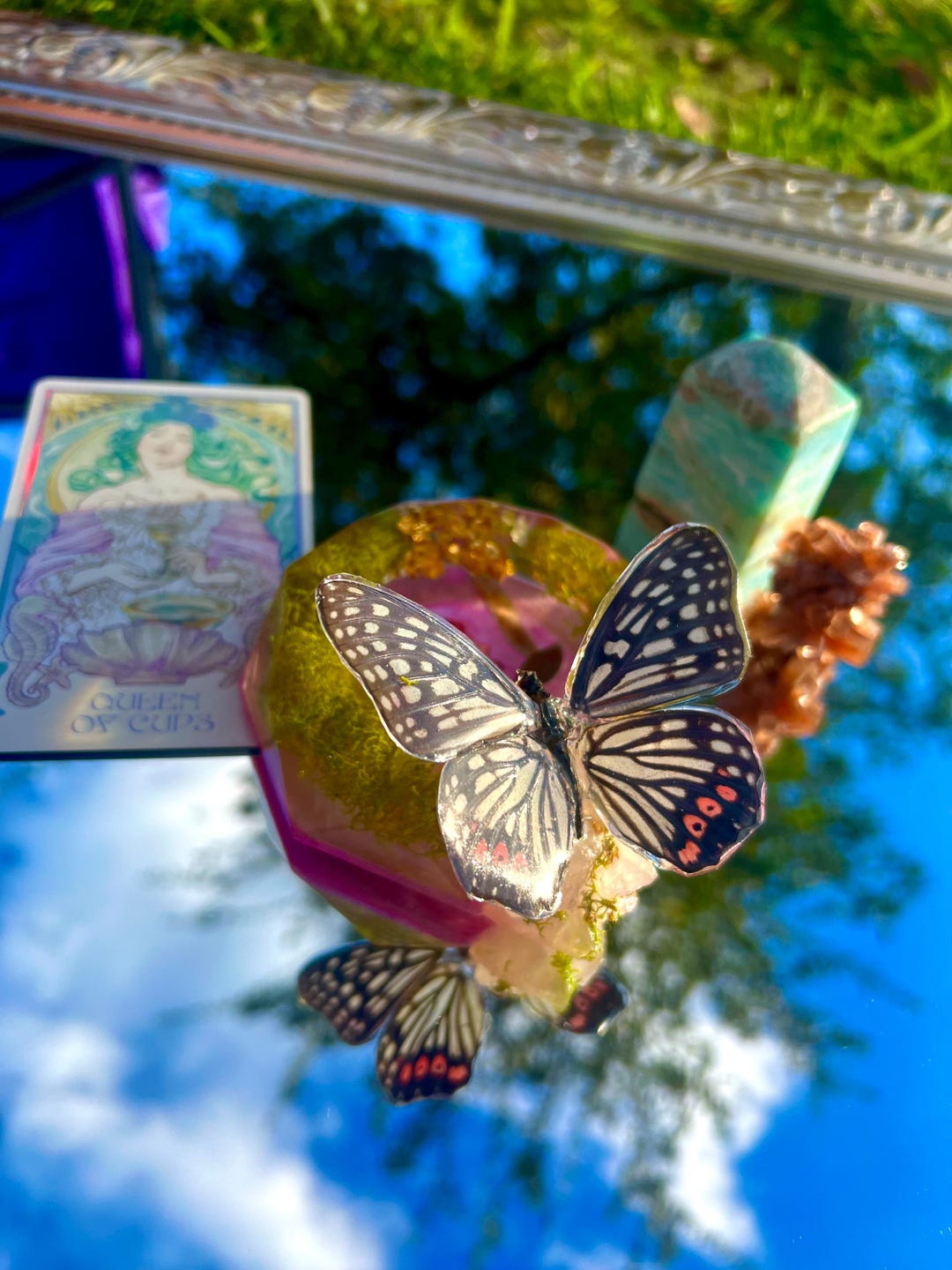 Real Hestina Butterfly Resin Ashtray - Handmade Hexagon Epoxy Art - Etsy