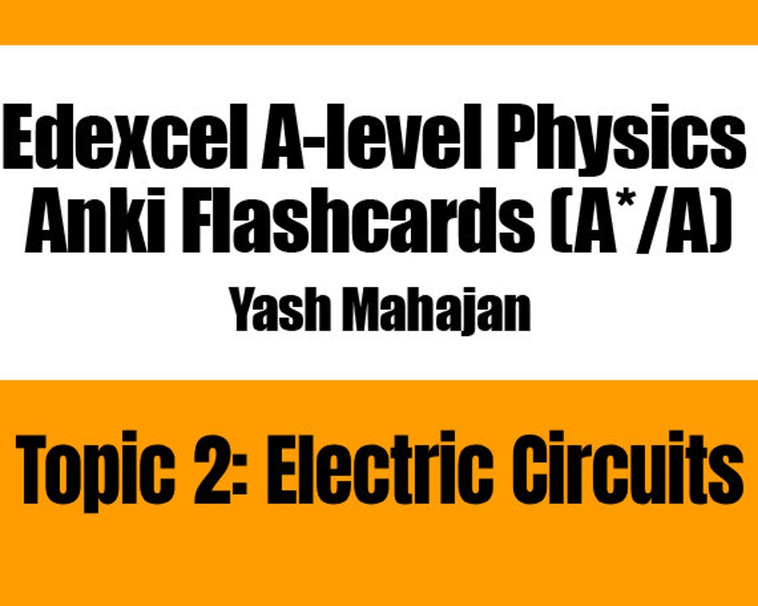 Edexcel A-level Physics Anki Flashcards Topic 3: Electric Circuits - Etsy