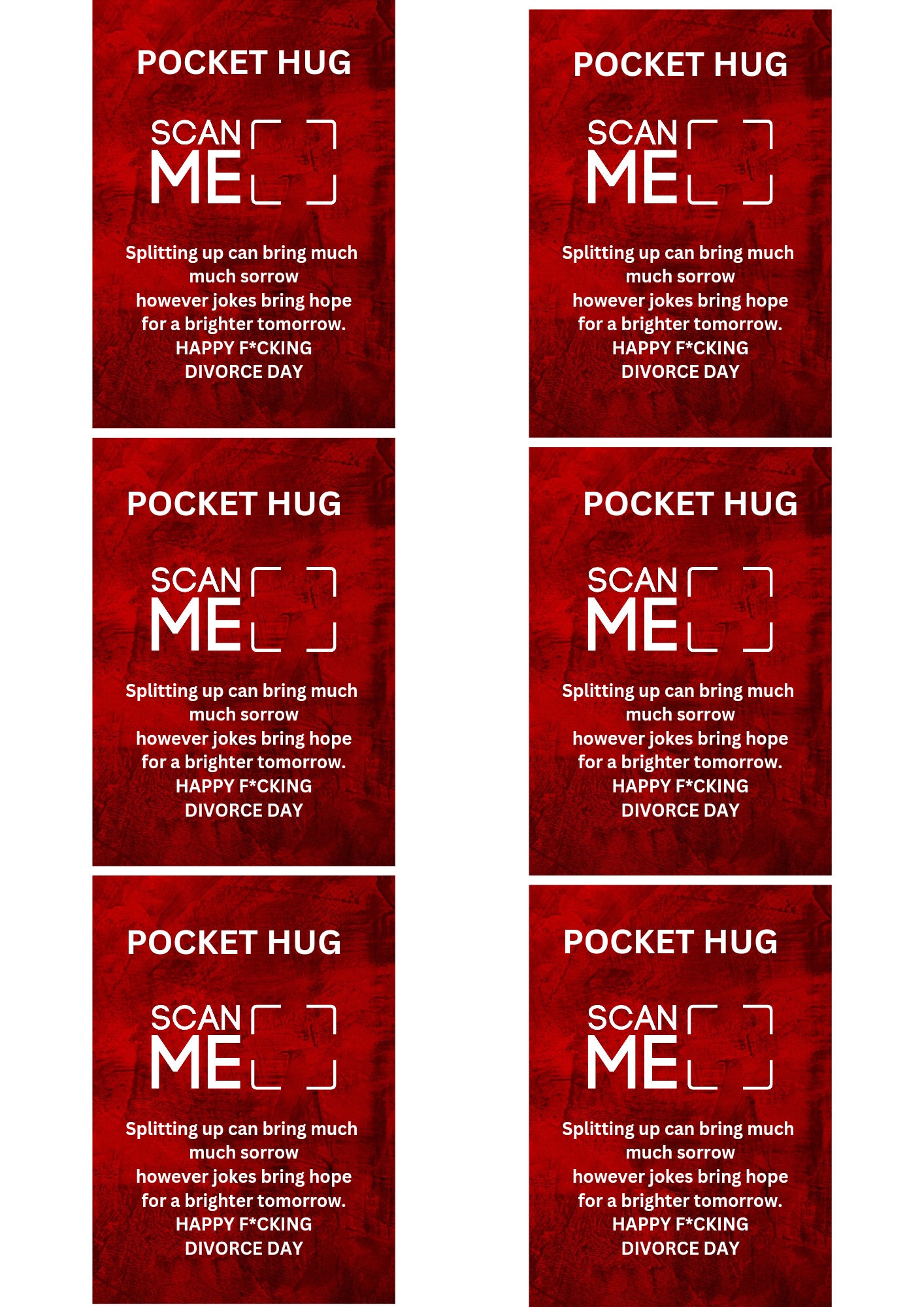 Rude Funny Pocket Hug Cards. Digital Download. Emotional Hug Cards ...