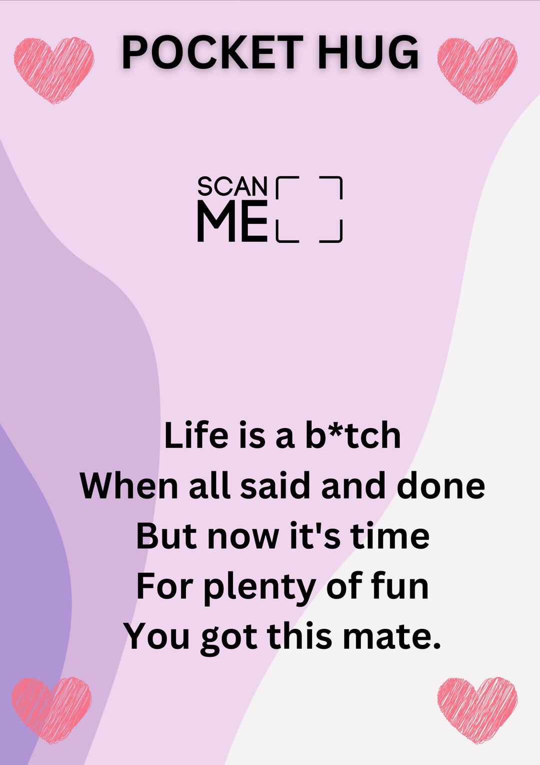 Funny Pocket Hug Cards. Rude Pocket Hug Card. Emotional Hug Card ...