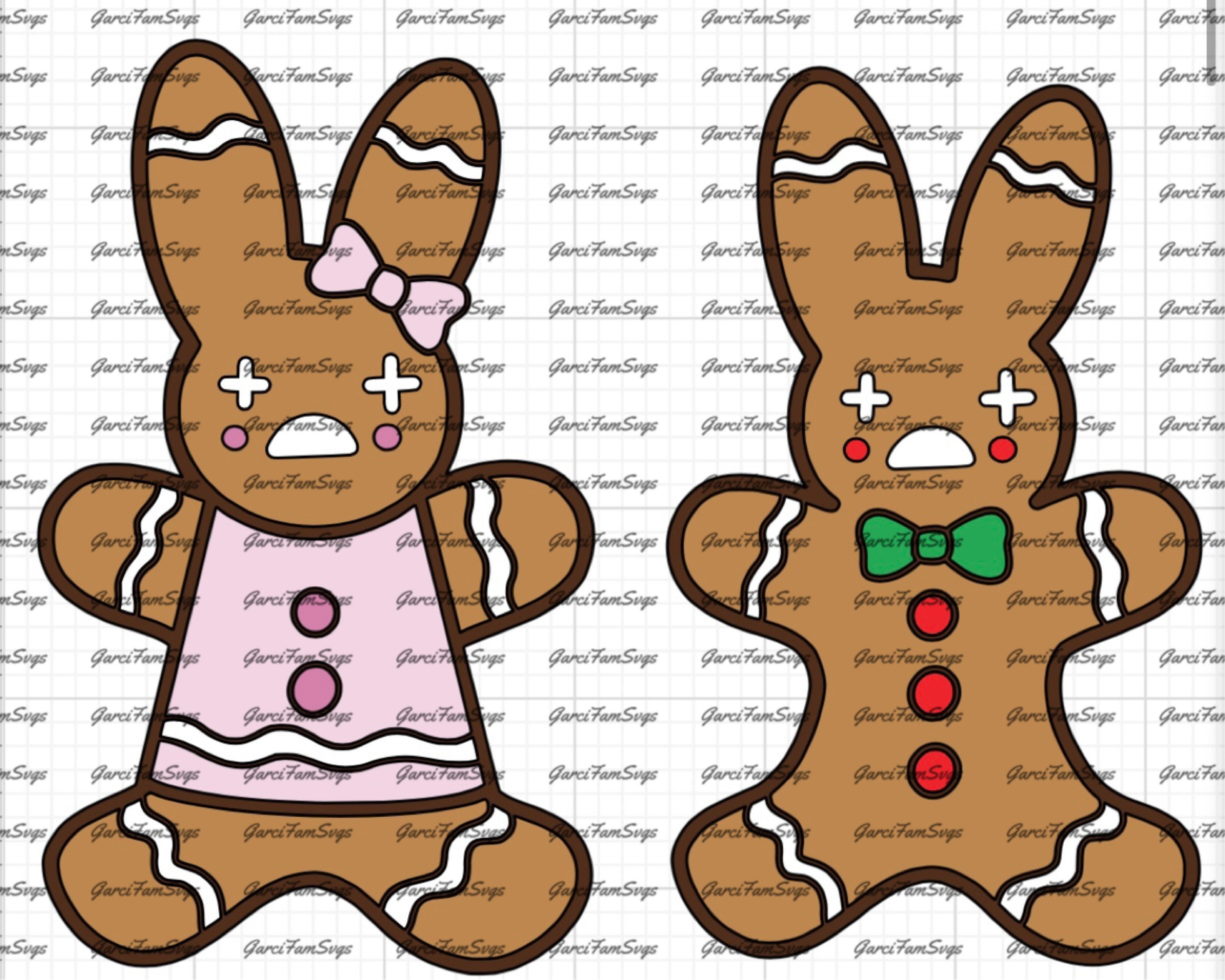 Bad Bunny Gingerbread People SVG FILES/ 2 Files - Etsy