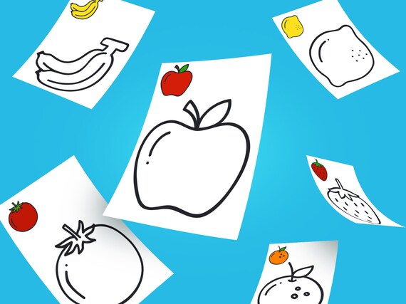 Coloring Pages for Kids vegetables and Fruits - Etsy