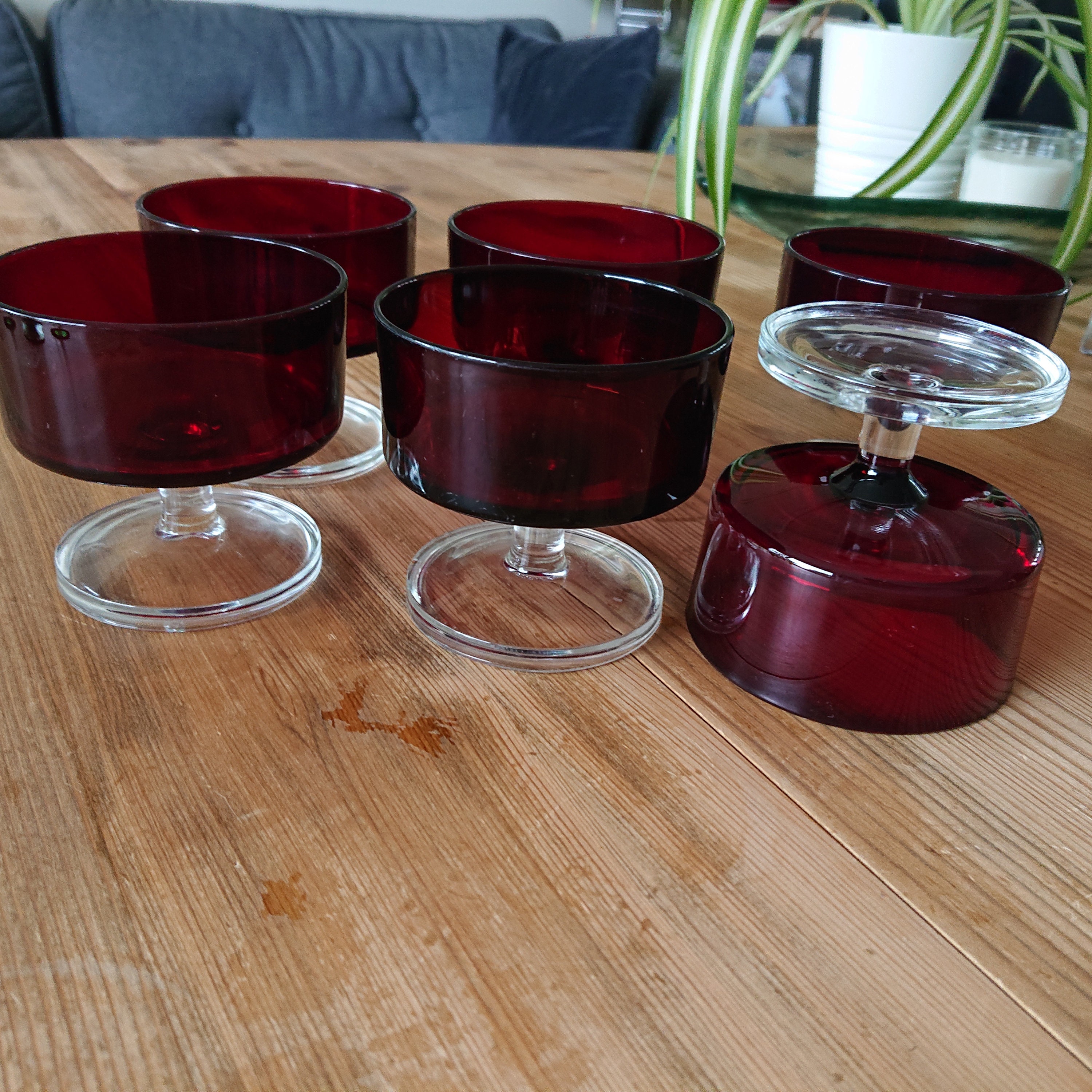 Luminarc French Vintage Ruby Red Glass Sundae Dishes - Etsy
